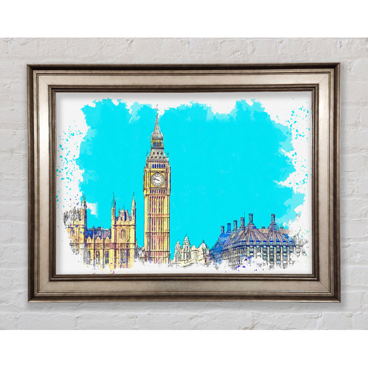 Bright Star London Big Ben Splatter - Single Picture Frame Print | Wayfair.co.uk